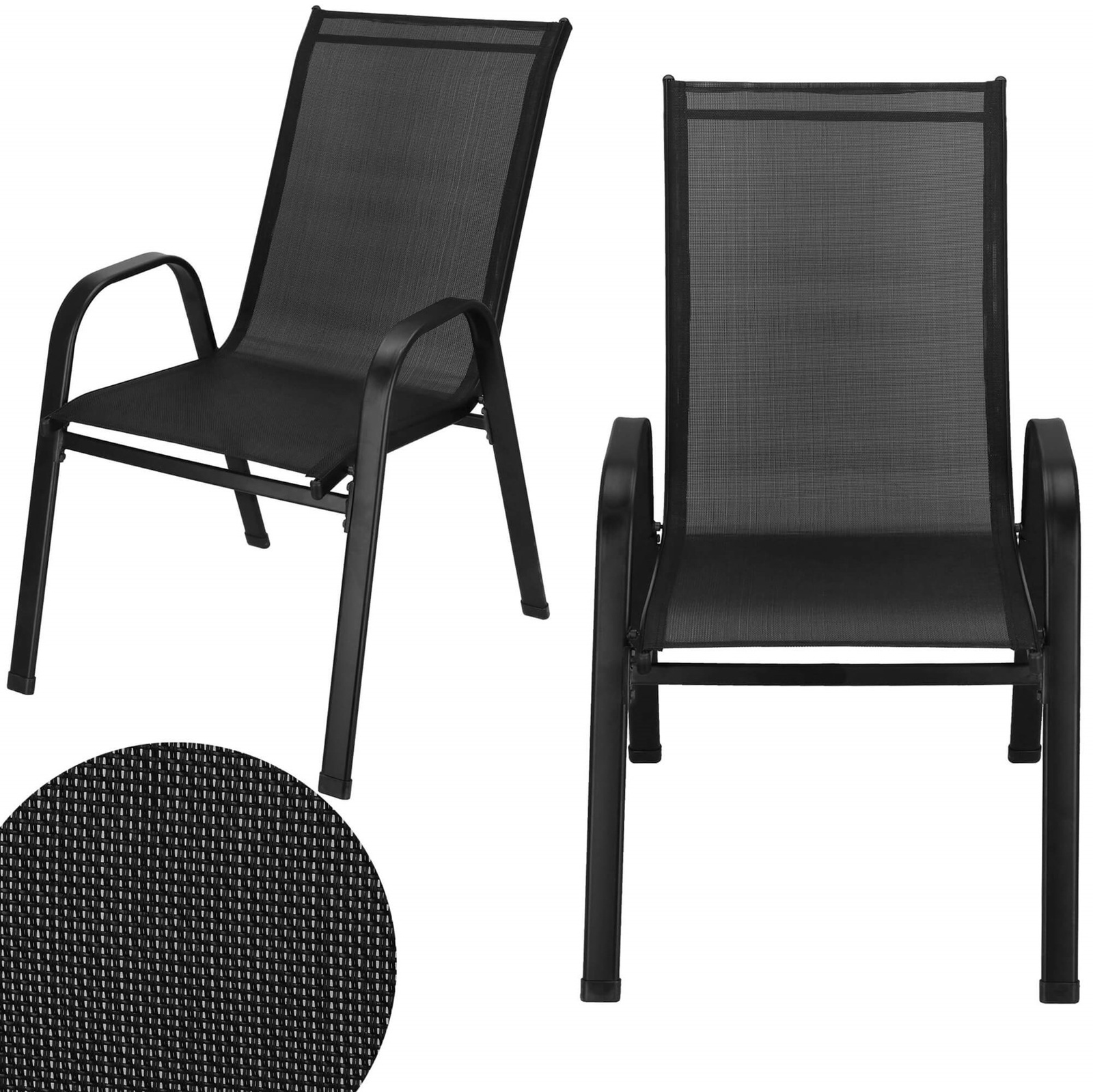 Krzesła tarasowe zestaw 2 szt. metalowe, czarne na taras balkon, do 120 kg GF0102 | Shoperly.pl